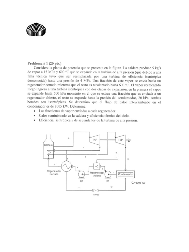 Ciclo Rankine: Examen Termodinámica II | PDF | Vapor | Fenómenos ...