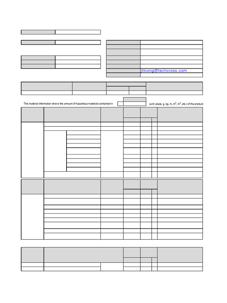 Techcross 2800-Material Declaration | PDF | Chlorofluorocarbon | Chemical Compounds