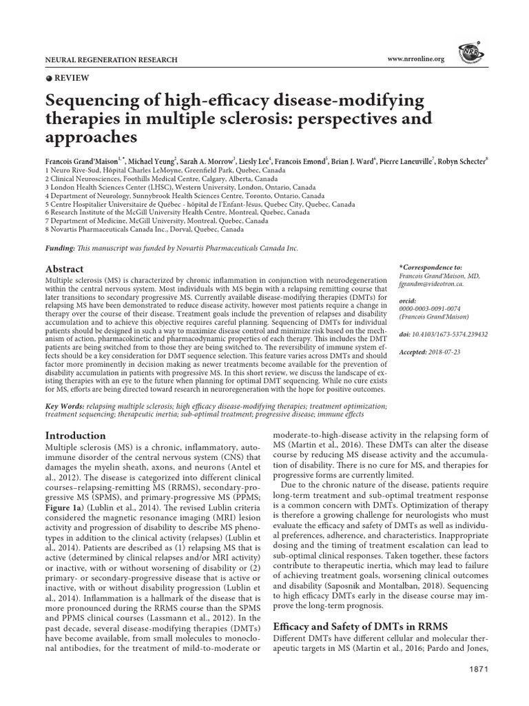 Grand-Maison - DMT Sequencing - Neural Regen Res 2018 | PDF | Multiple ...