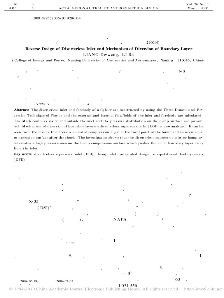 Reverse Design of Diverterless Inlet and Mechanism of Diversion of ...
