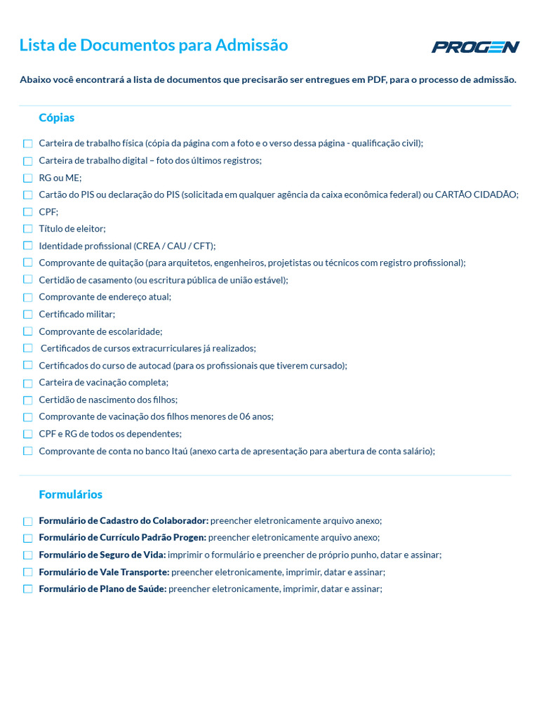 PRO - Checklist (Documentação) | PDF