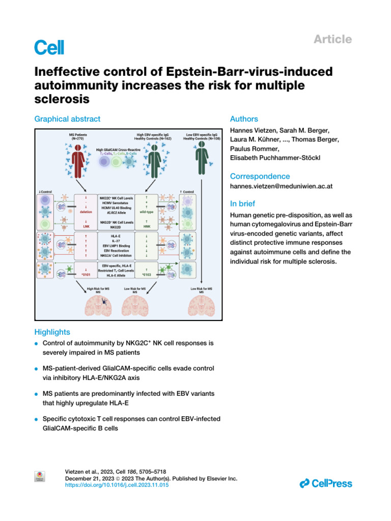 Ineffective Control of Epstein Barr Virus Induced | PDF | Multiple ...