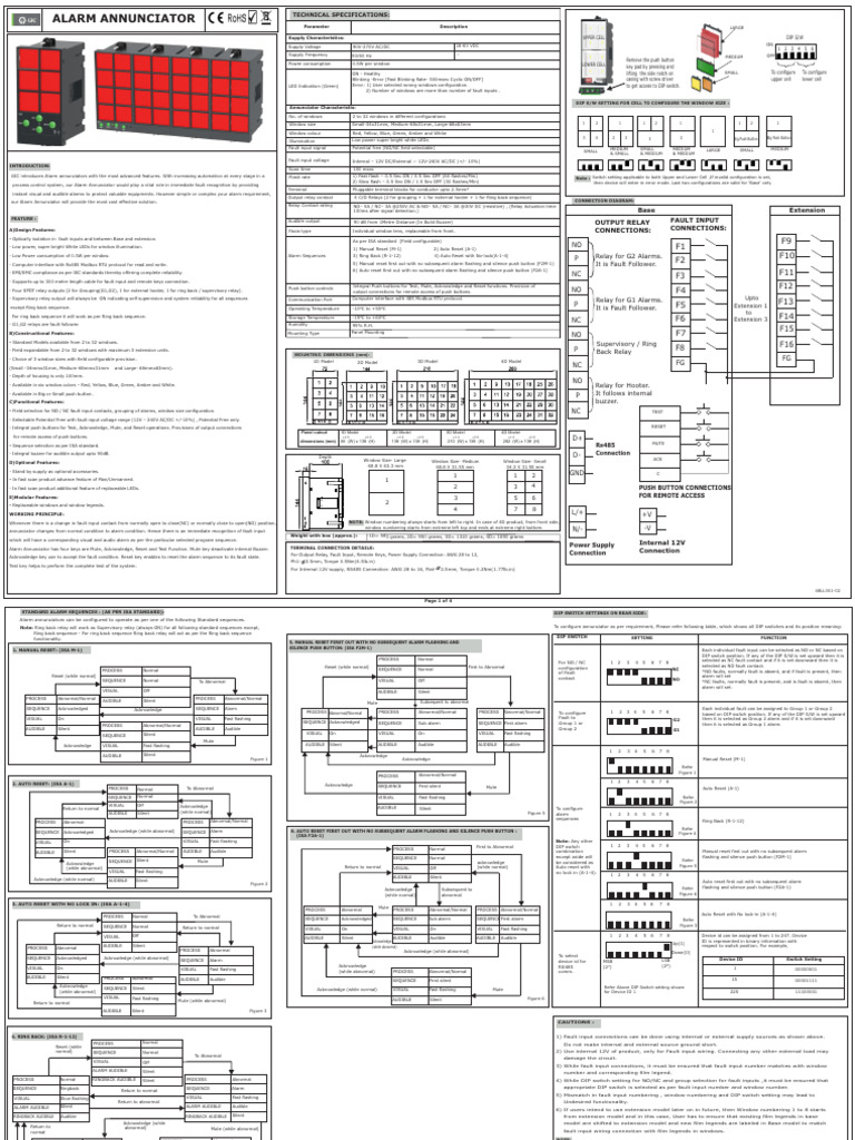 GIC ALARM ANNUNCIATOR Normal Scan IM 1 | PDF | Relay | Switch
