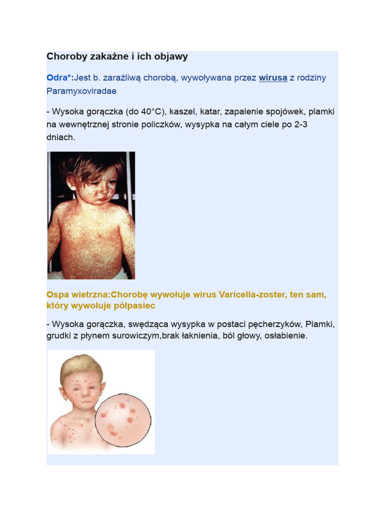 Choroby i Ich Objawy 1 | PDF