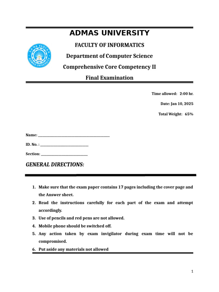 Admas CCC II Final exam | PDF | Key (Cryptography) | Cryptography