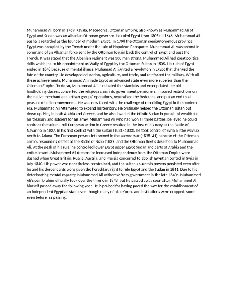 Muhammad Ali Pasha Assignment | PDF | Egypt | Politics Of The Ottoman ...