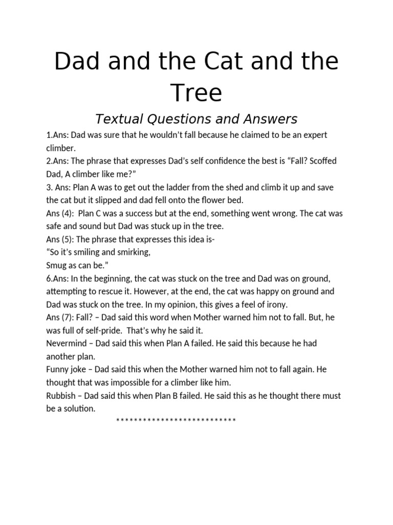 Dad and the Cat: Tree Rescue Q&A | PDF