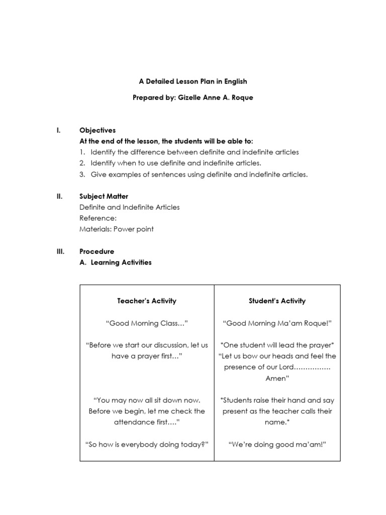 Detailed Lesson Plan Revised | PDF | Noun | Syntax