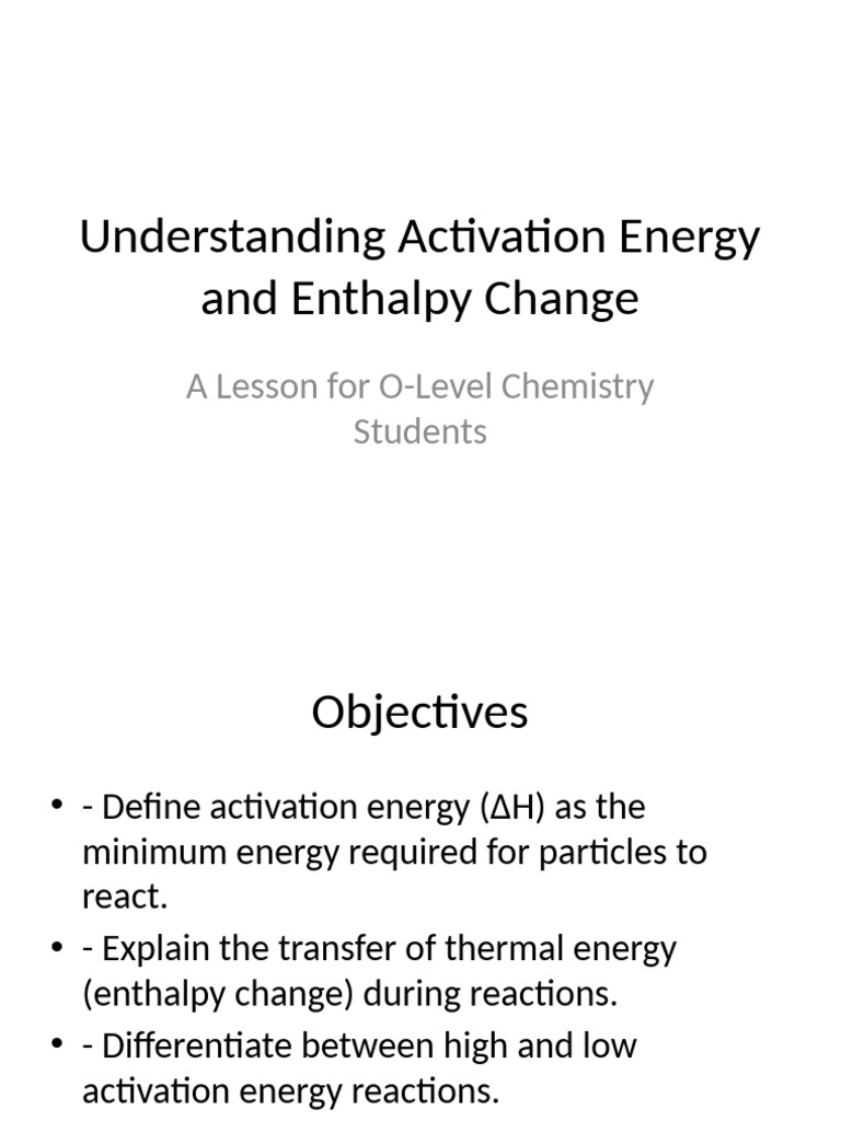 Activation Energy Lesson | PDF
