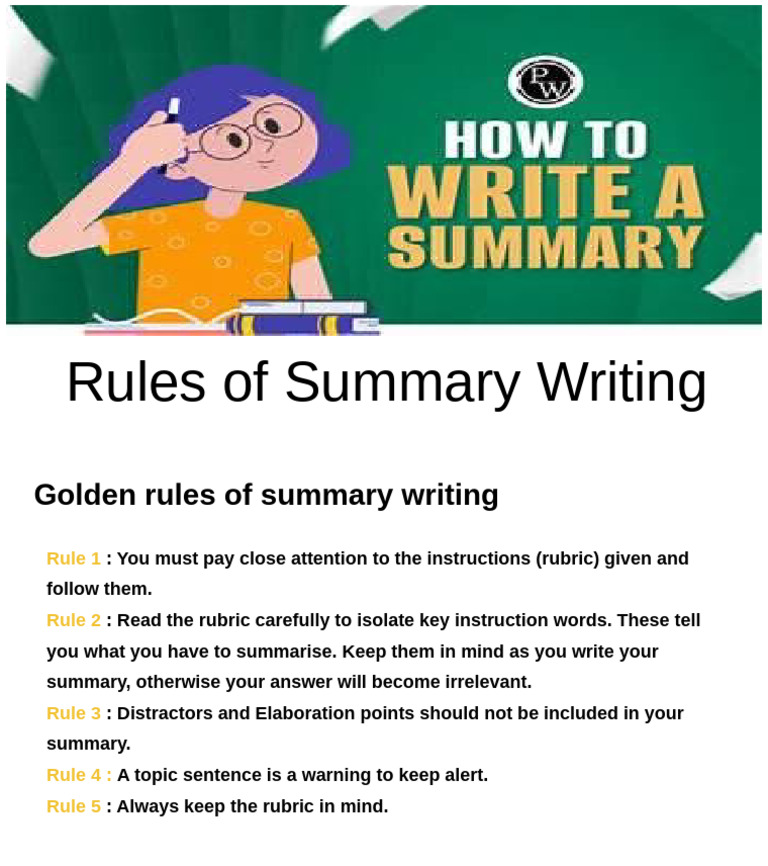 Rules of Summary Writing | PDF
