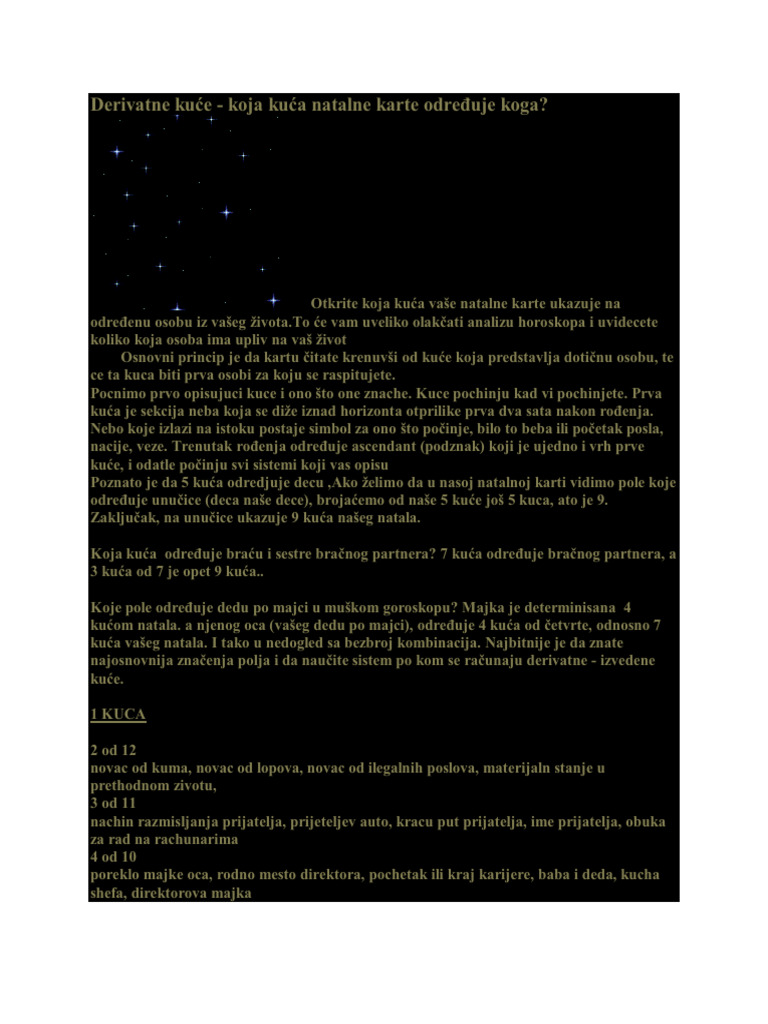 Derivatne Kuće I Mesec Tranzitni | PDF