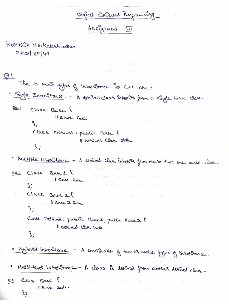 OOPS Assignment 3 | PDF