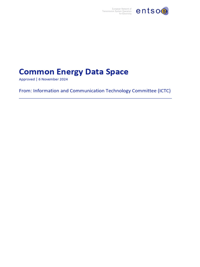 ENTSO-E Position (ICTC) - Common Energy Data Space Paper v.1.7 - Board Approved | PDF ...