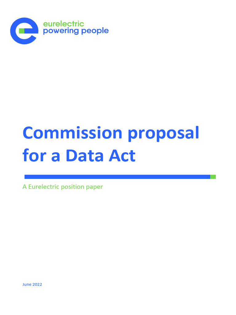 Eurelectric Data Act Position Paper - Final | PDF | European Union | Interoperability