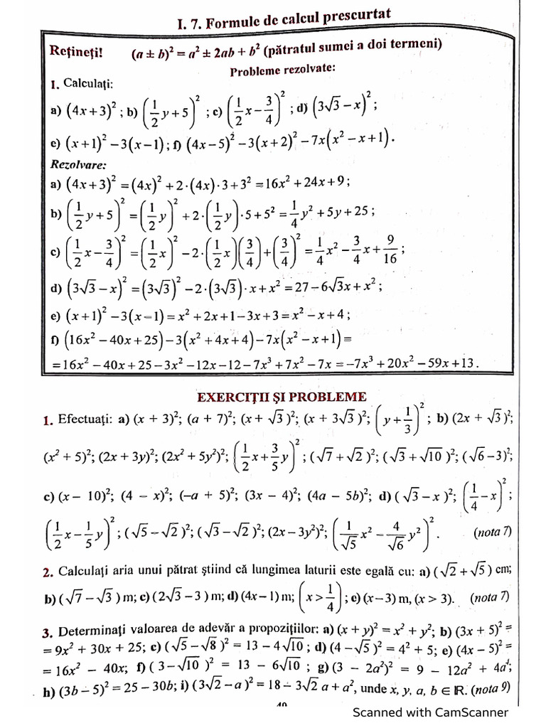 fisa lucru formule de calcul VIII | PDF