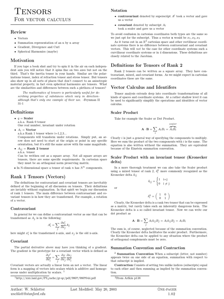 Tensors Old | PDF | Tensor | Euclidean Vector