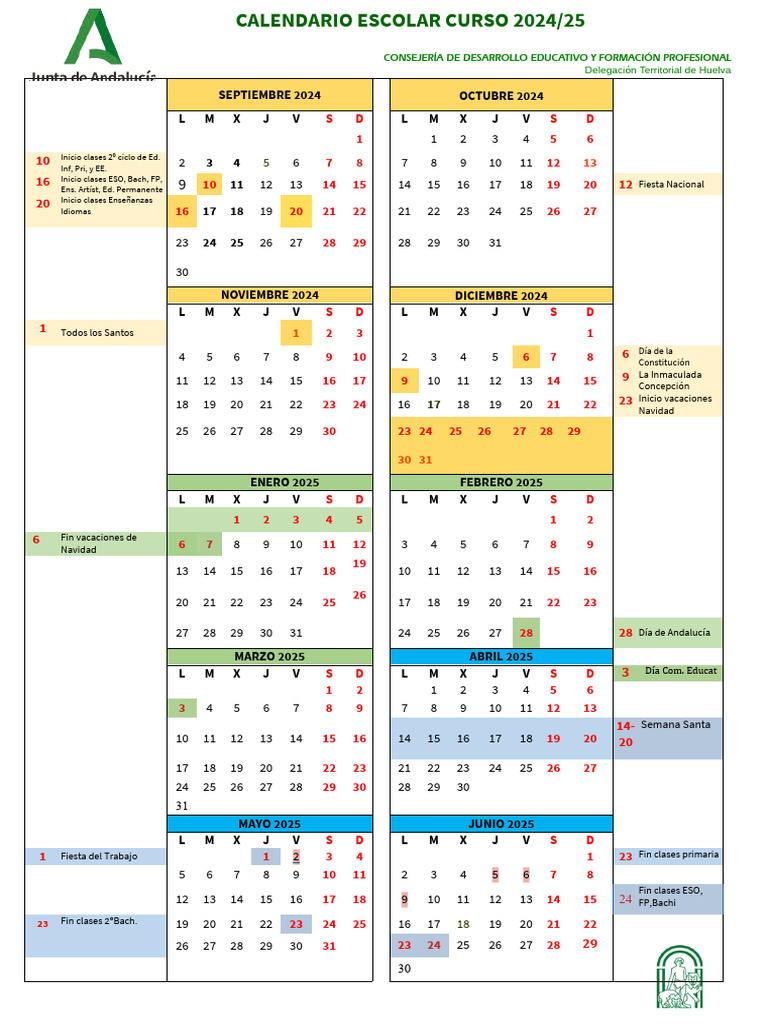 Calendario Escolar 2024 - 2025 | PDF