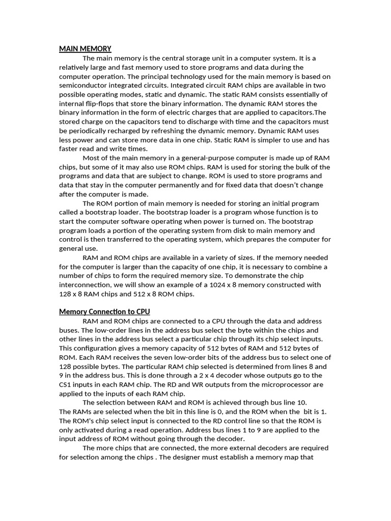 UNIT 5 MAIN MEMORY | PDF | Random Access Memory | Computer Data Storage
