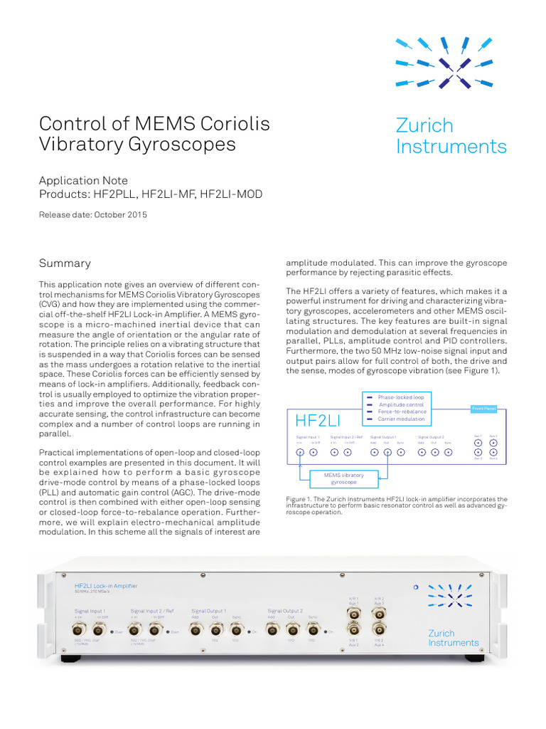 zi_appnote_mems_gyroscope | PDF | Modulation | Gyroscope