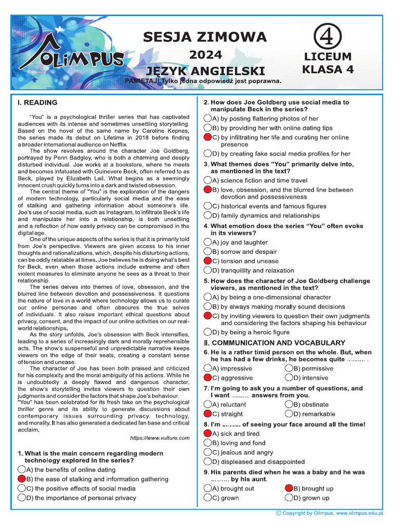 Sesja Zimowa - A4L - 2024 - Klucz | PDF