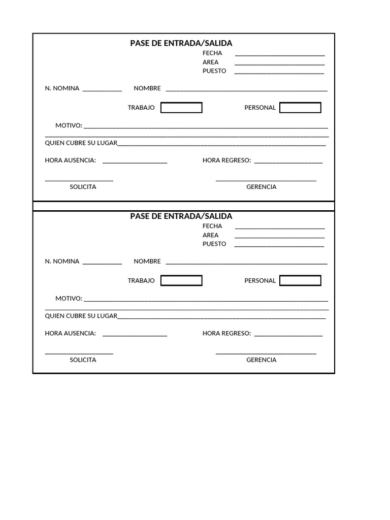 Pase Entrada o Salida | PDF