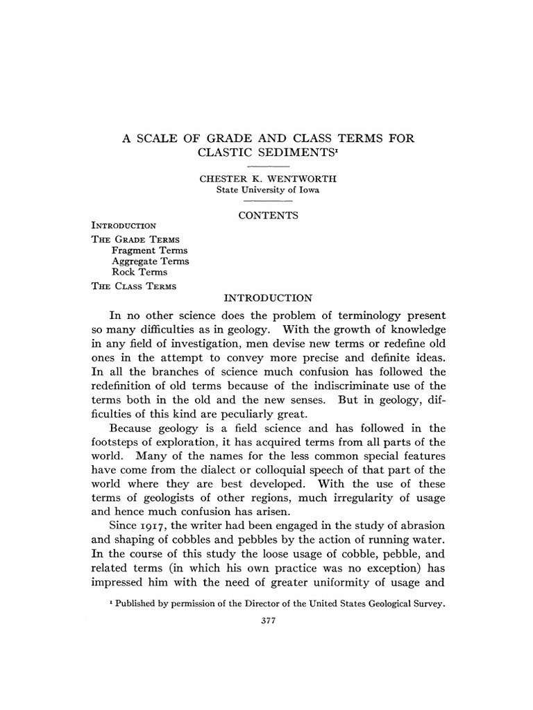 Wentworth, C. K., 1922, A Scale of Grade and Class Terms For Clastic ...