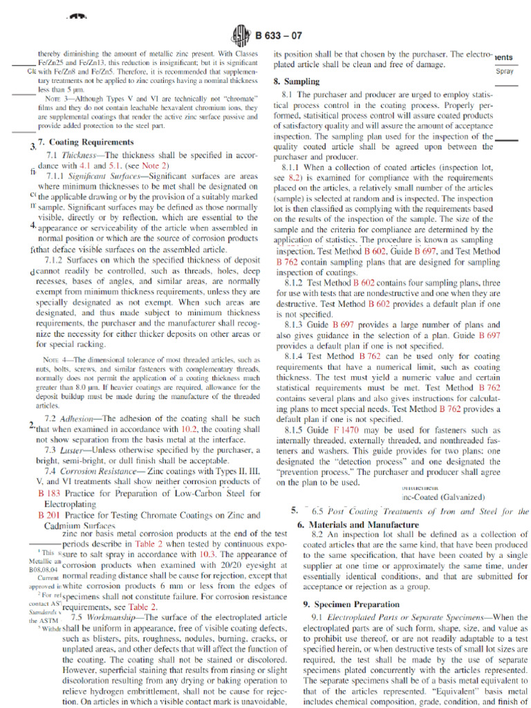 Astm B633-07 | PDF