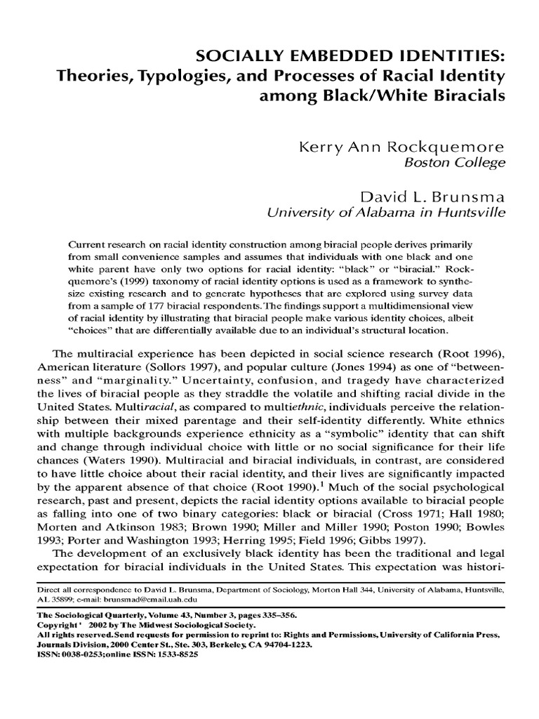 Socially Embedded Identities | PDF