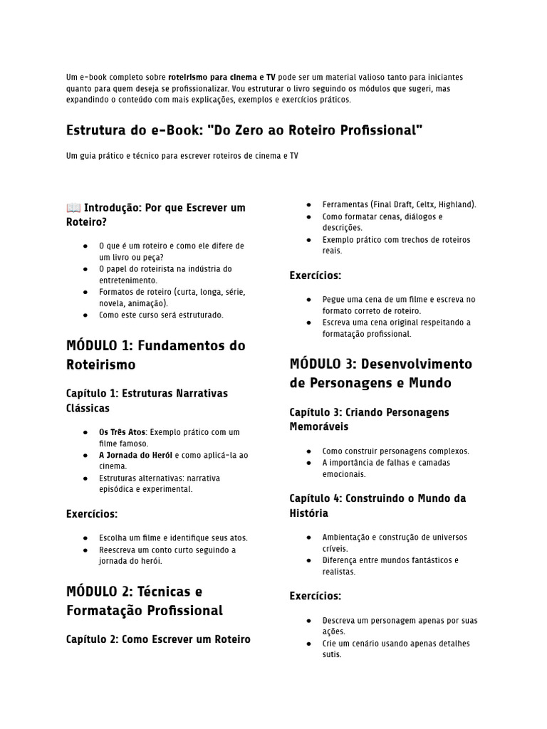 ROTEIRO - Do Zero Ao Profissional - Estrutura de E-Book | PDF | Roteiro | Narrativa