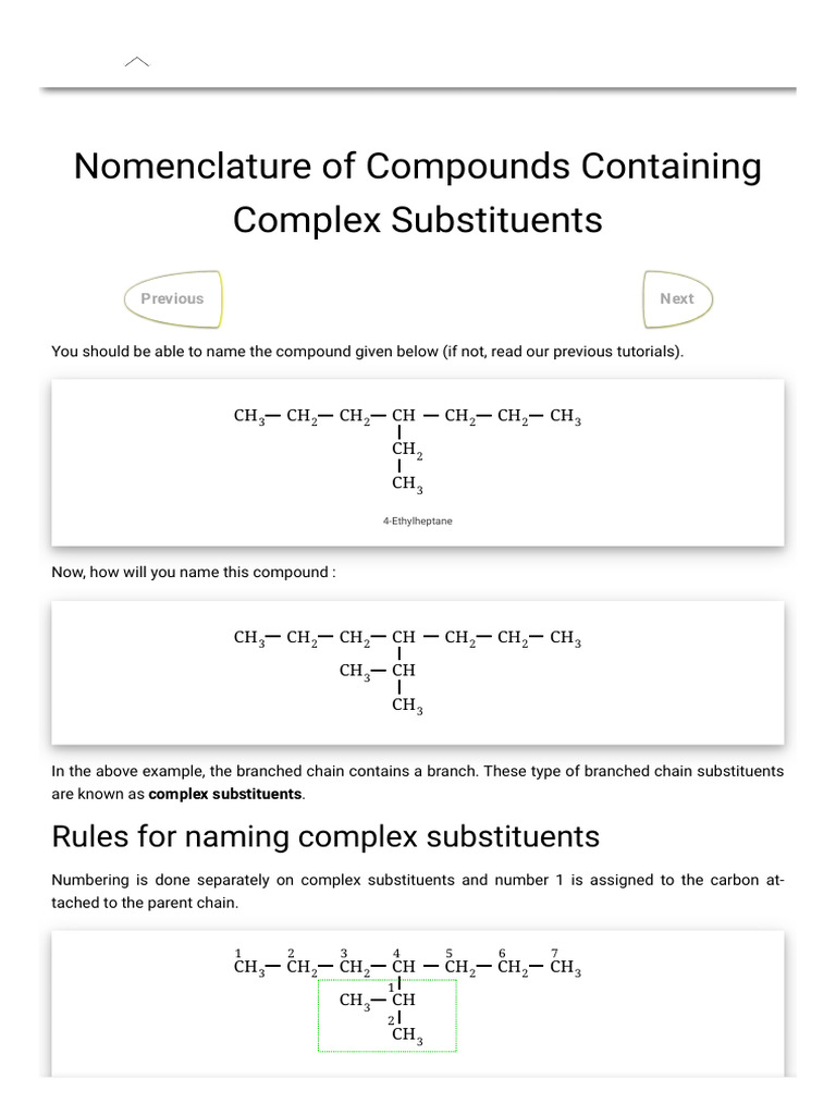Nomenclature of Compounds Containing Complex Substituents | PDF ...