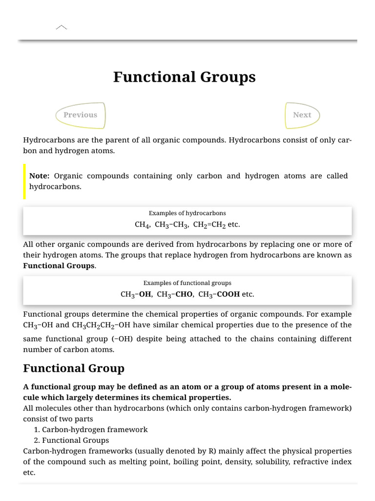 Functional Groups | PDF | Functional Group | Organic Chemistry