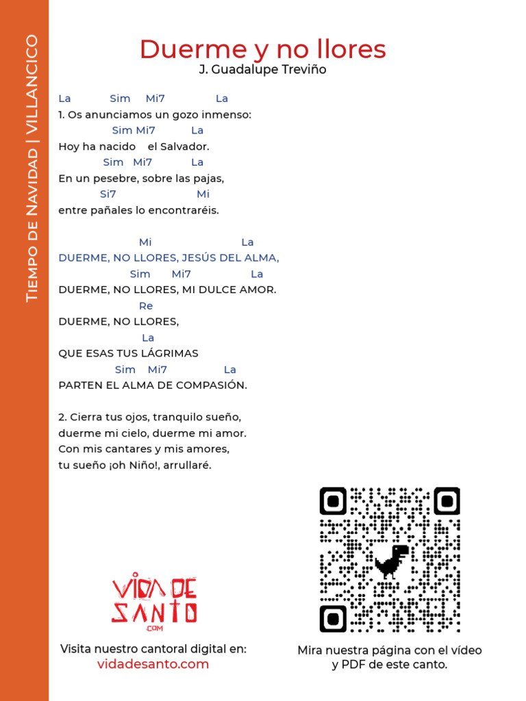 Duerme y No Llores Acordes Canto Villancico | PDF