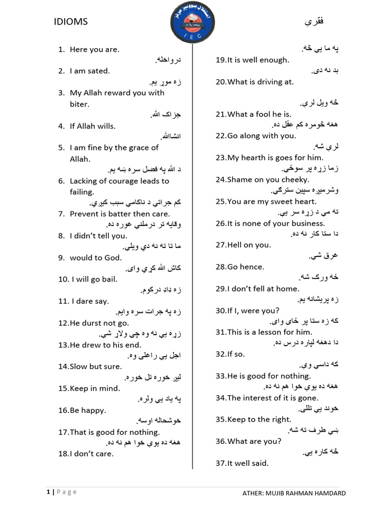 English Idioms | PDF