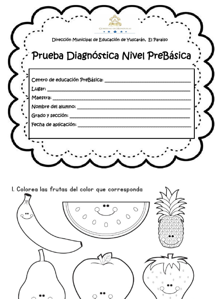 Prueba Diagnostica de Preescolar Yuscaran | PDF
