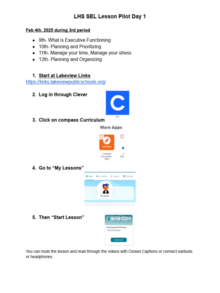 SEL Lesson Directions | PDF