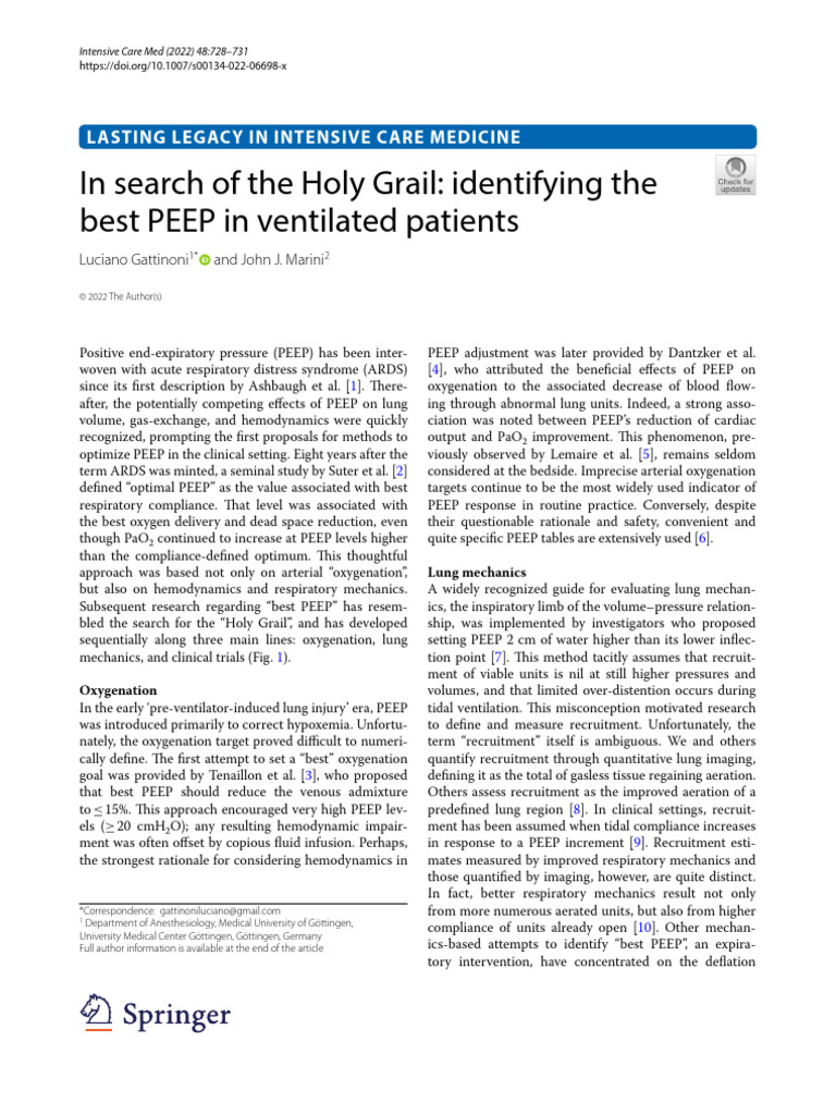 PEEP en VMI Gattinoni s00134-022-06698-x | PDF | Medical Specialties ...