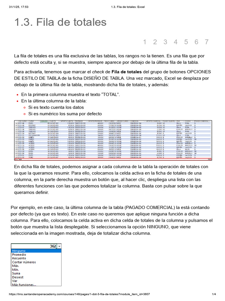 Cómo usar la fila de totales en Excel | PDF | Microsoft Excel | Software