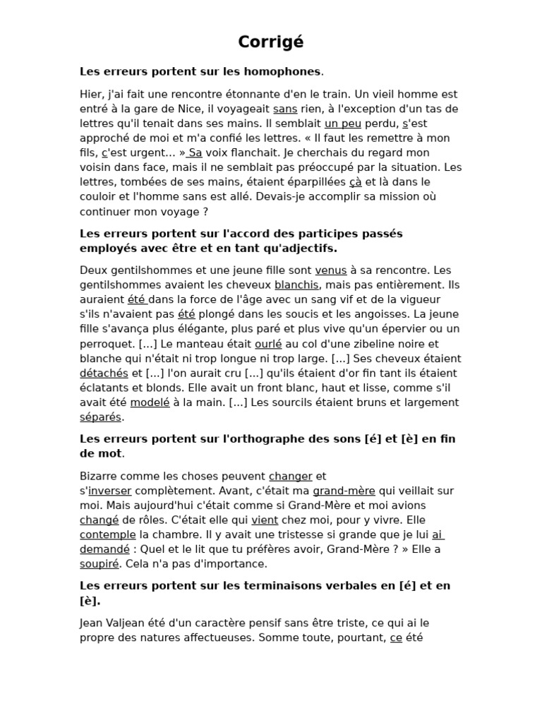 Corrigé : Erreurs à Identifier | PDF