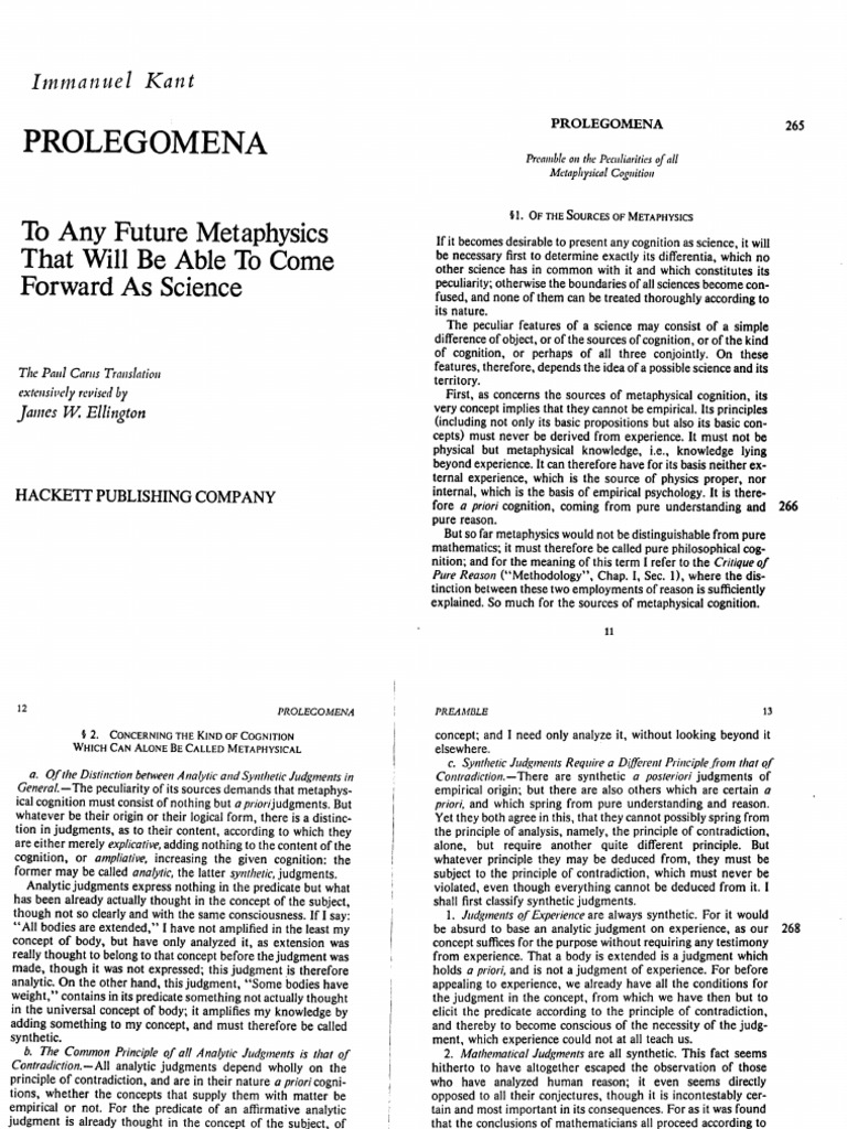 1 Kant Prolegomena | PDF