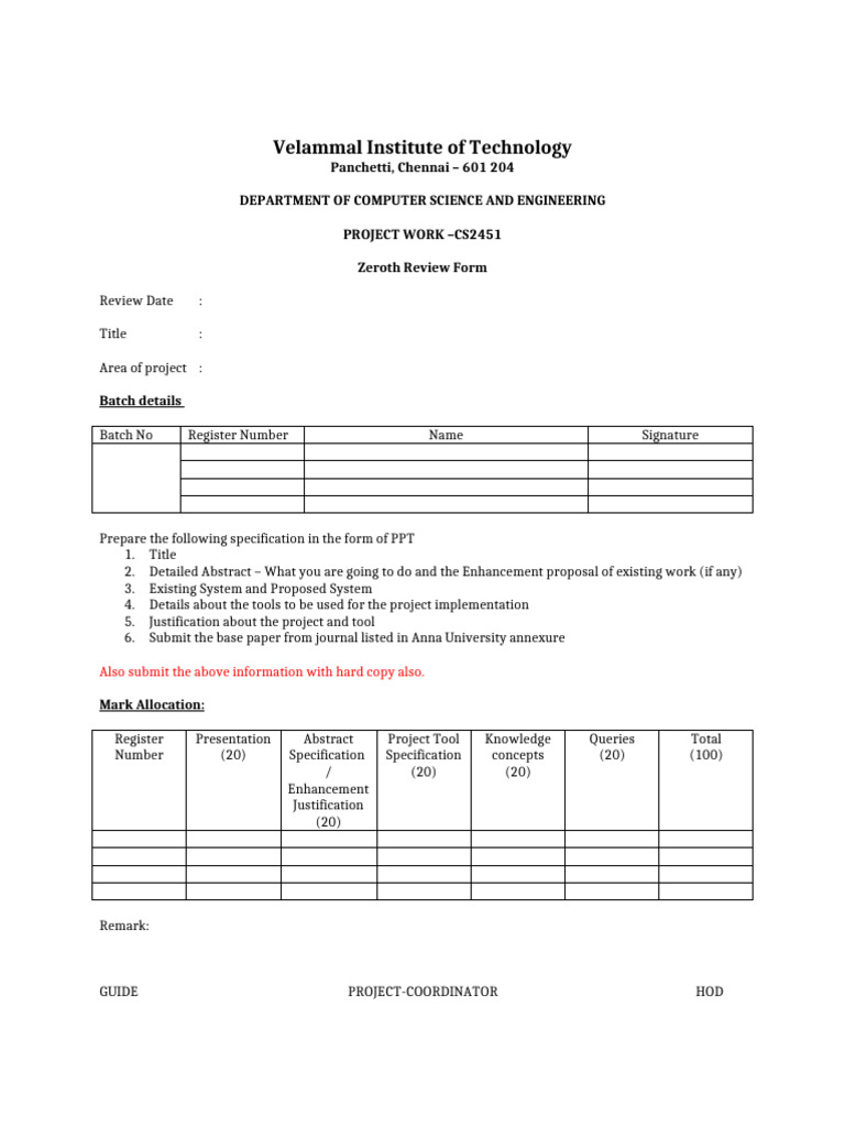 Zeroth Review Format | PDF