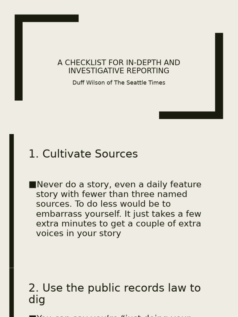 Investigative Reporting Checklist | PDF
