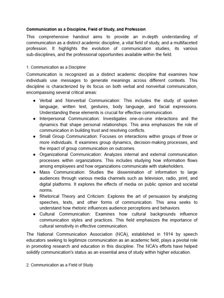 Module 2 - Communication As A Discipline | PDF | Communication ...