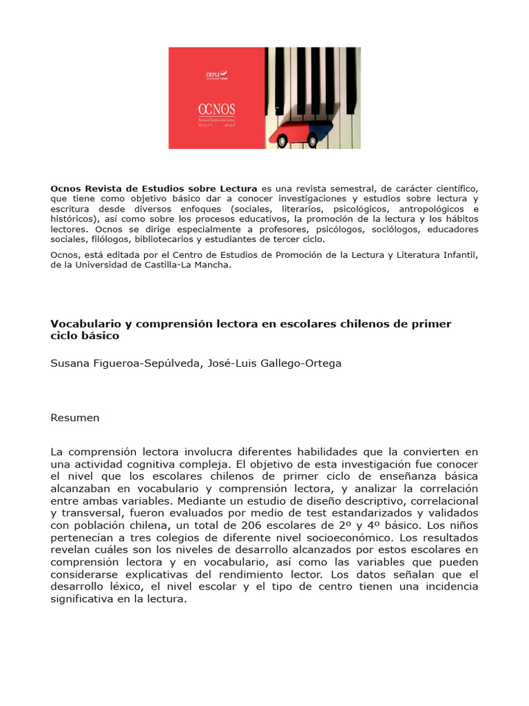 Vocabulario y Comprensión Lectora en Chile | PDF