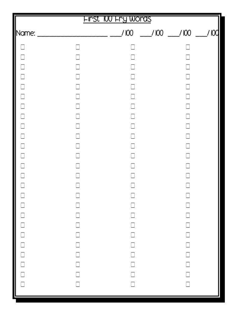 First 100 Fry Sight Words List | PDF