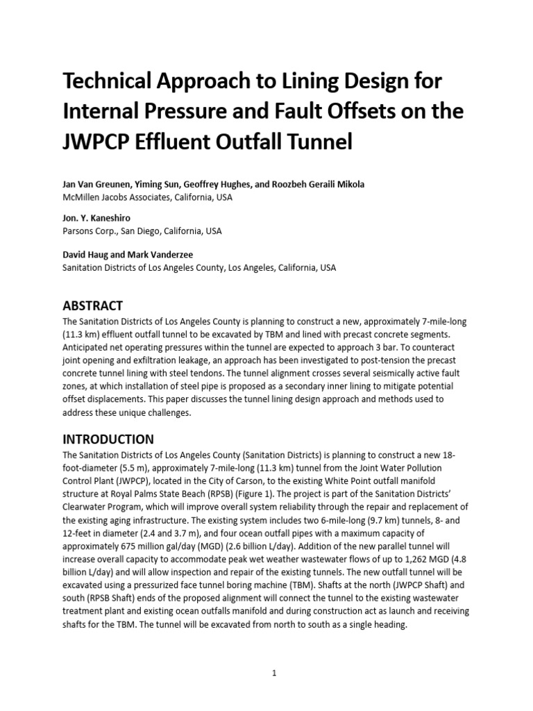 (VAN GREUNEN) Technical Approach To Lining Design For Internal Pressure ...