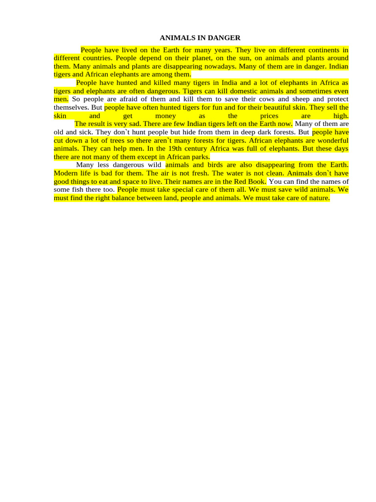Animals in Danger | PDF