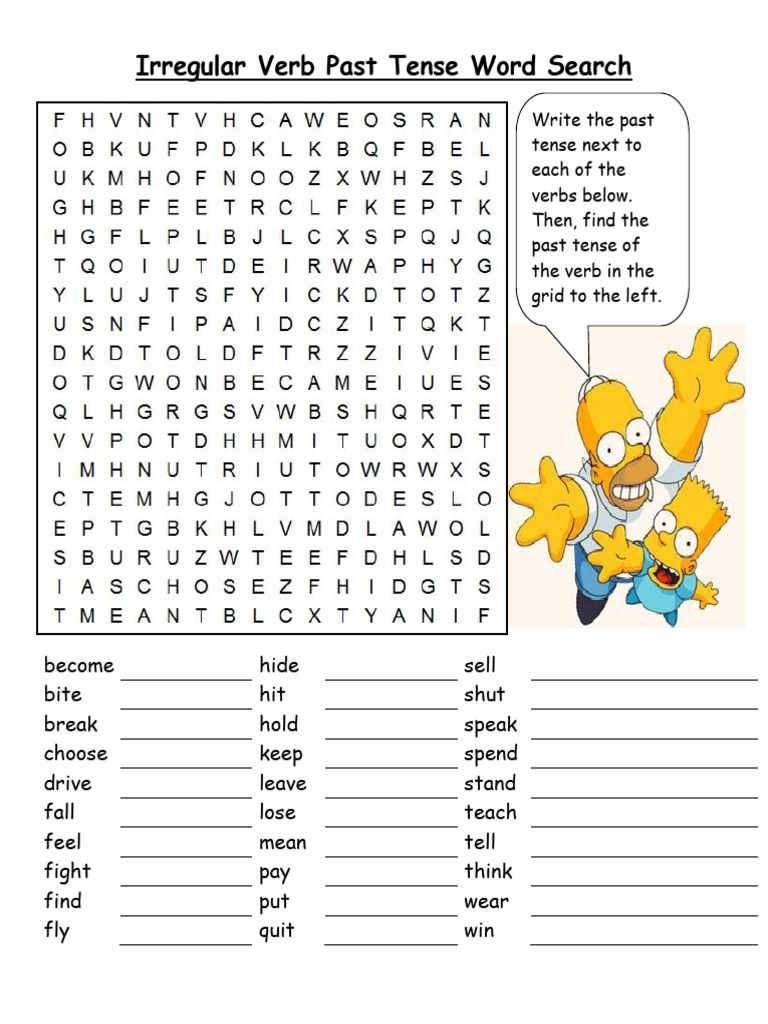 Irregular Verbs Wordsearch | PDF