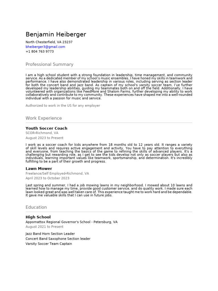 Benjamin Heiberger Resume | PDF Benjamin Heiberger Resume | PDF