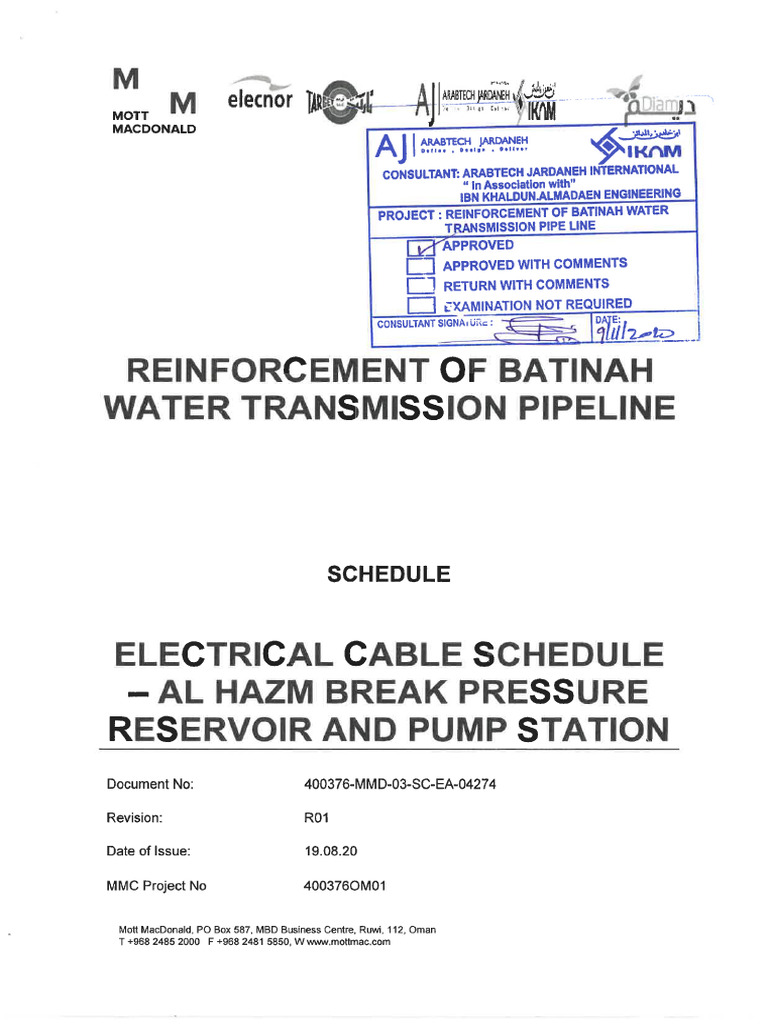 Electrical Cable Schedule - AH-BPR - PS | PDF