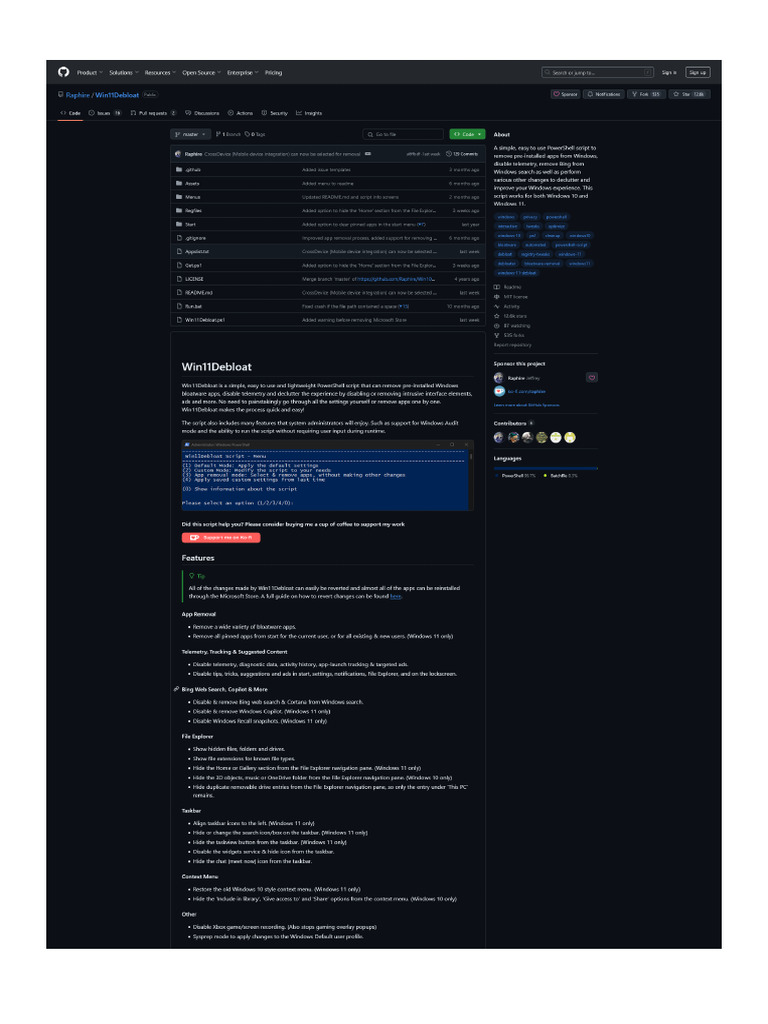 GitHub - Raphire - Win11Debloat - A Simple, Easy To Use PowerShell Script To Remove Pre ...